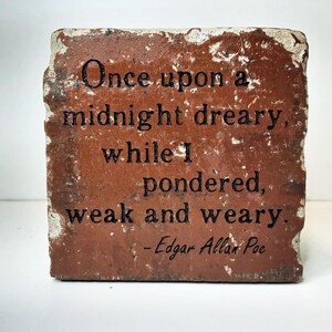Engraved Edgar Allan Poe Brick Bookend: Raven Poem Decor - Etsy
