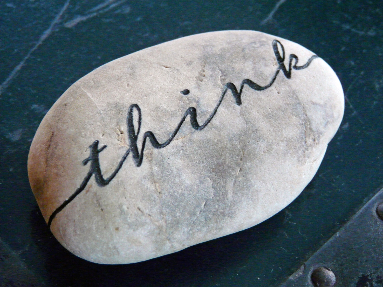 Think Infinity Ribbon Wrap Around Script Engraved Paperweight | Etsy