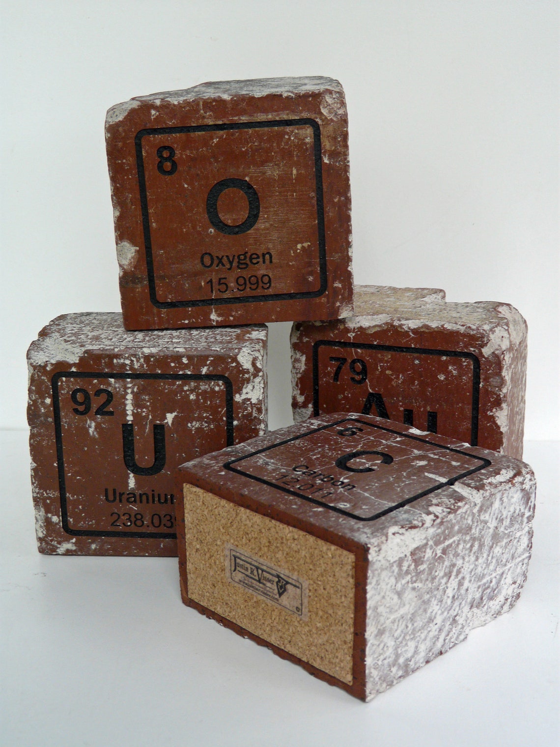 Periodic Table of Elements Engraved Brick Bookend Home Decor - Etsy