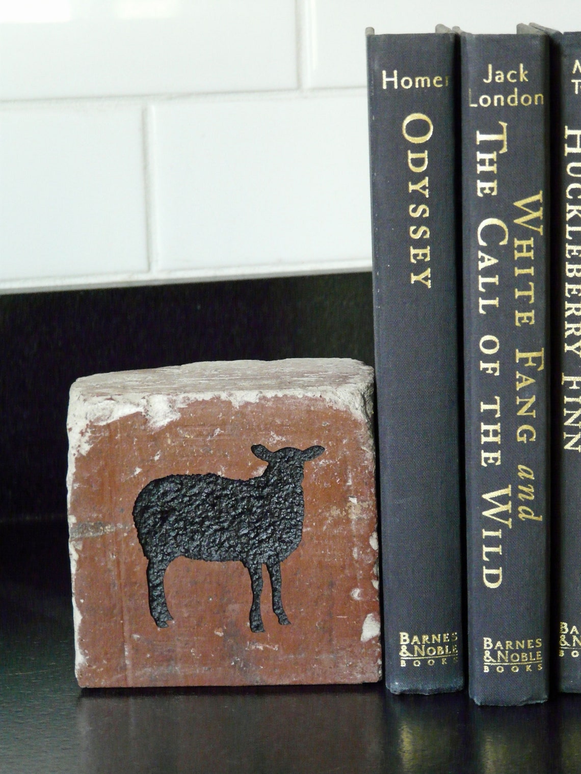 Sheep Silhouette Engraved Half Red Brick Bookend Shelf Décor - Etsy