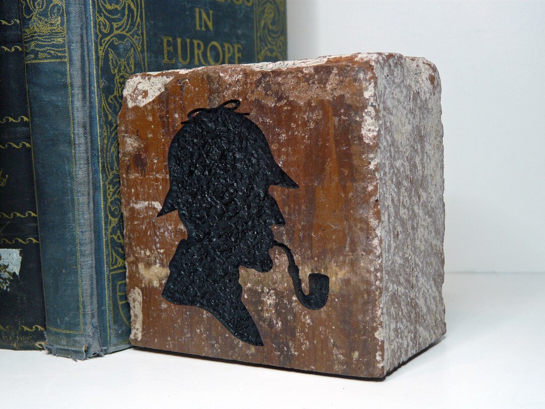 Sherlock Holmes Silhouette Engraved Half Red Brick Bookend - Etsy