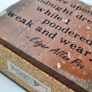 Engraved Edgar Allan Poe Brick Bookend: Raven Poem Decor - Etsy