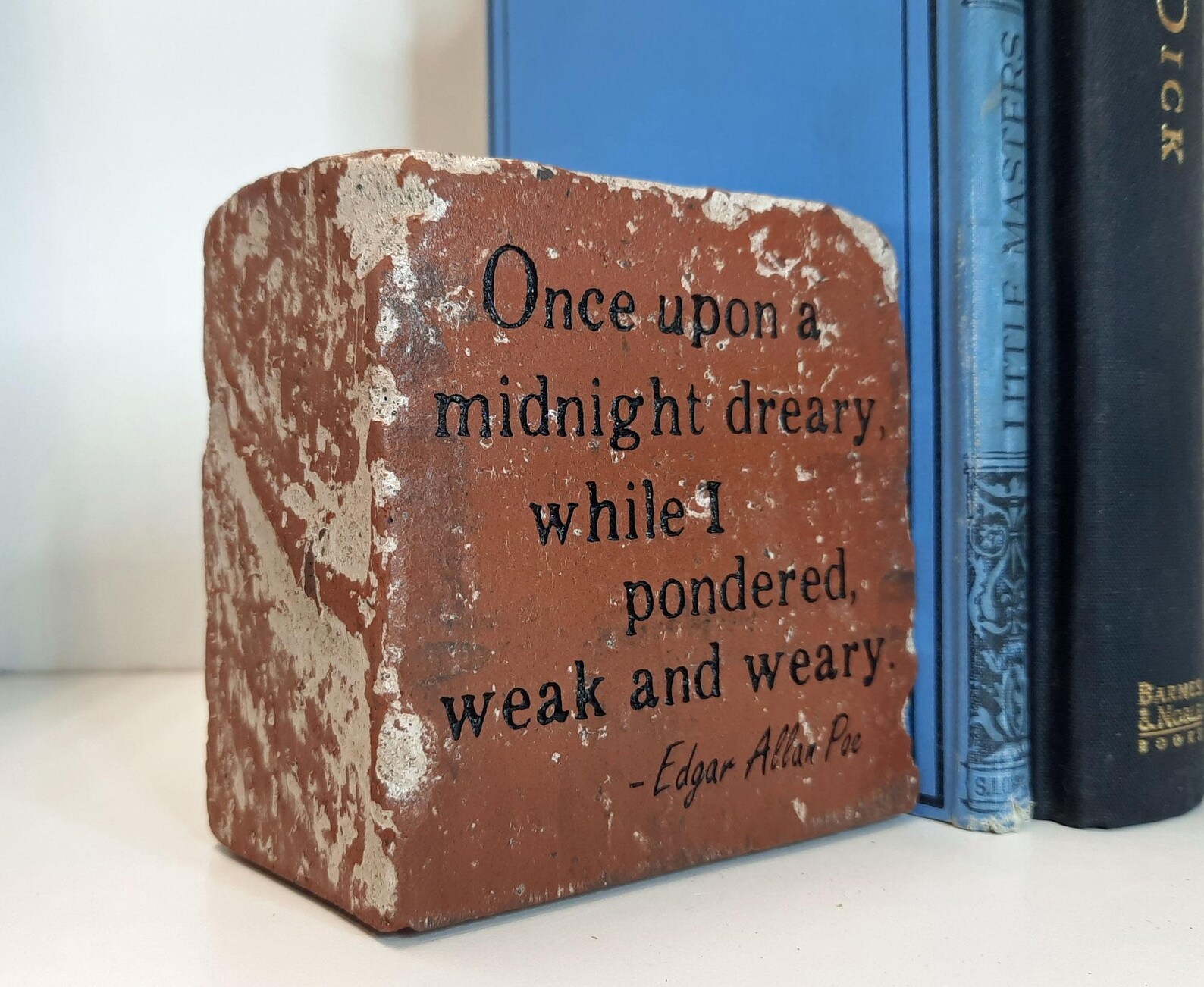 Engraved Edgar Allan Poe Brick Bookend: Raven Poem Decor - Etsy