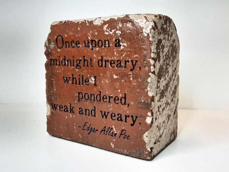 Engraved Edgar Allan Poe Brick Bookend: Raven Poem Decor - Etsy
