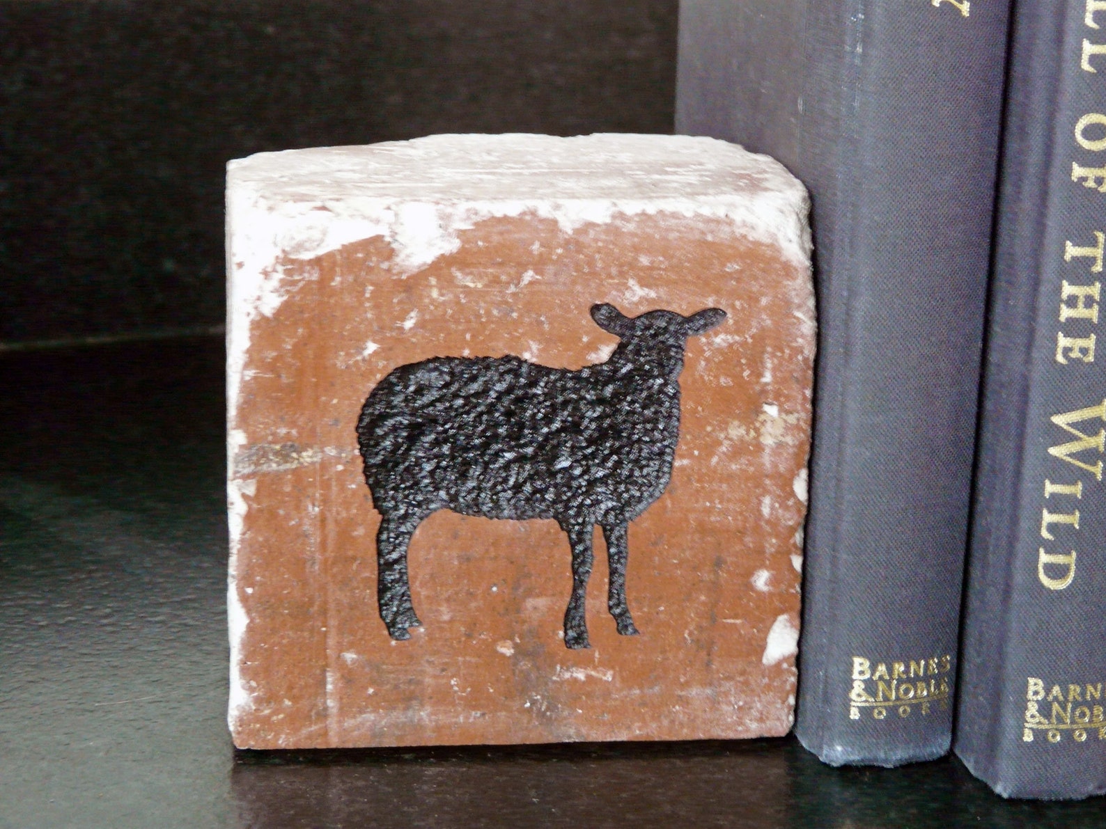 Sheep Silhouette Engraved Half Red Brick Bookend Shelf Décor - Etsy