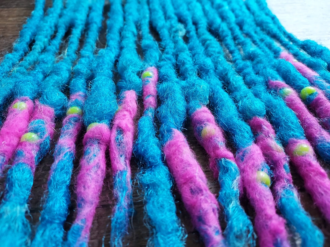 Se(single Ended) Neon Blue Cotton Candy, Pink Dreads, UV Reactive, Blue ...