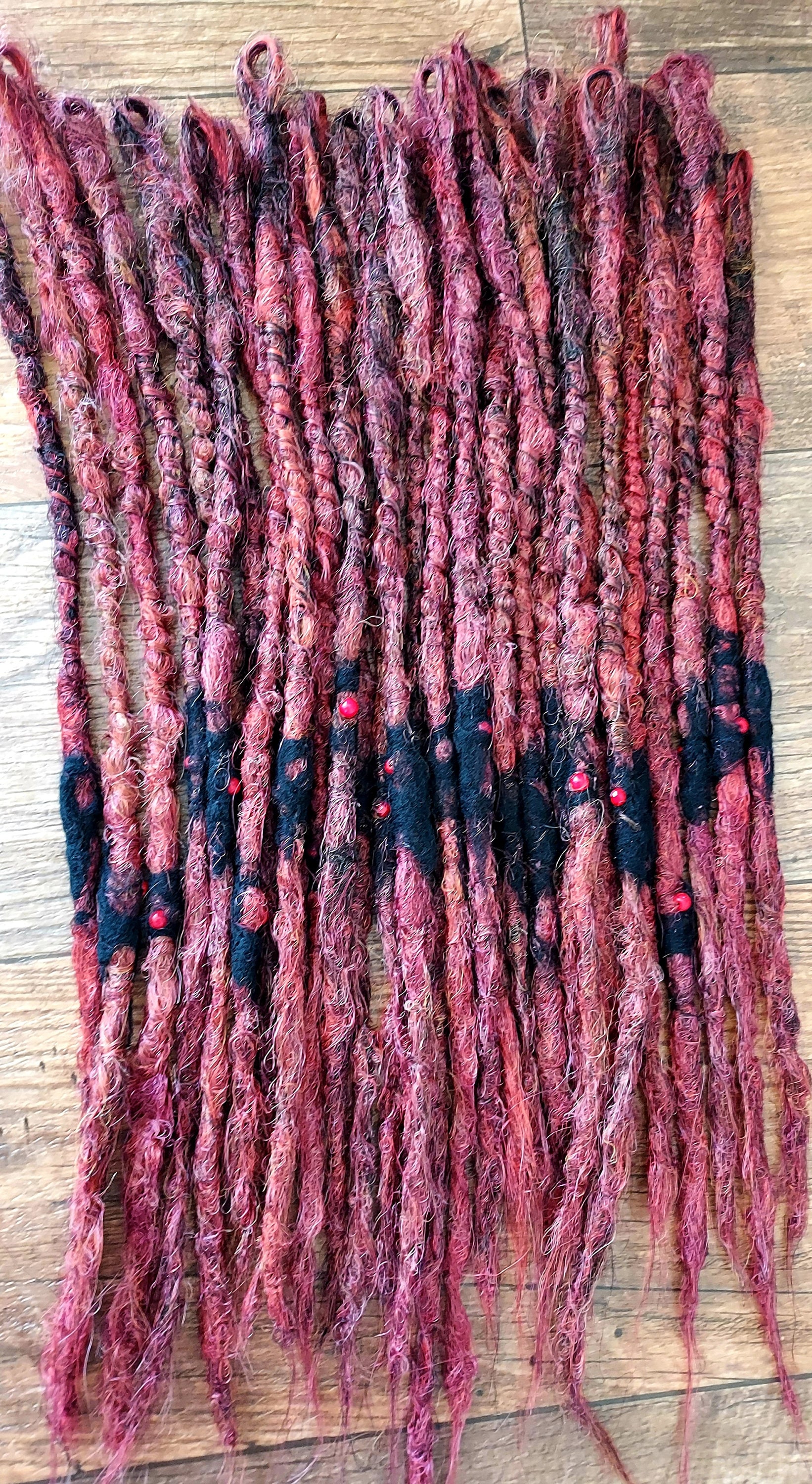 Se(single Ended) Fire Rune Dreads, Red Dread, Synthetic Dreads, Dread ...