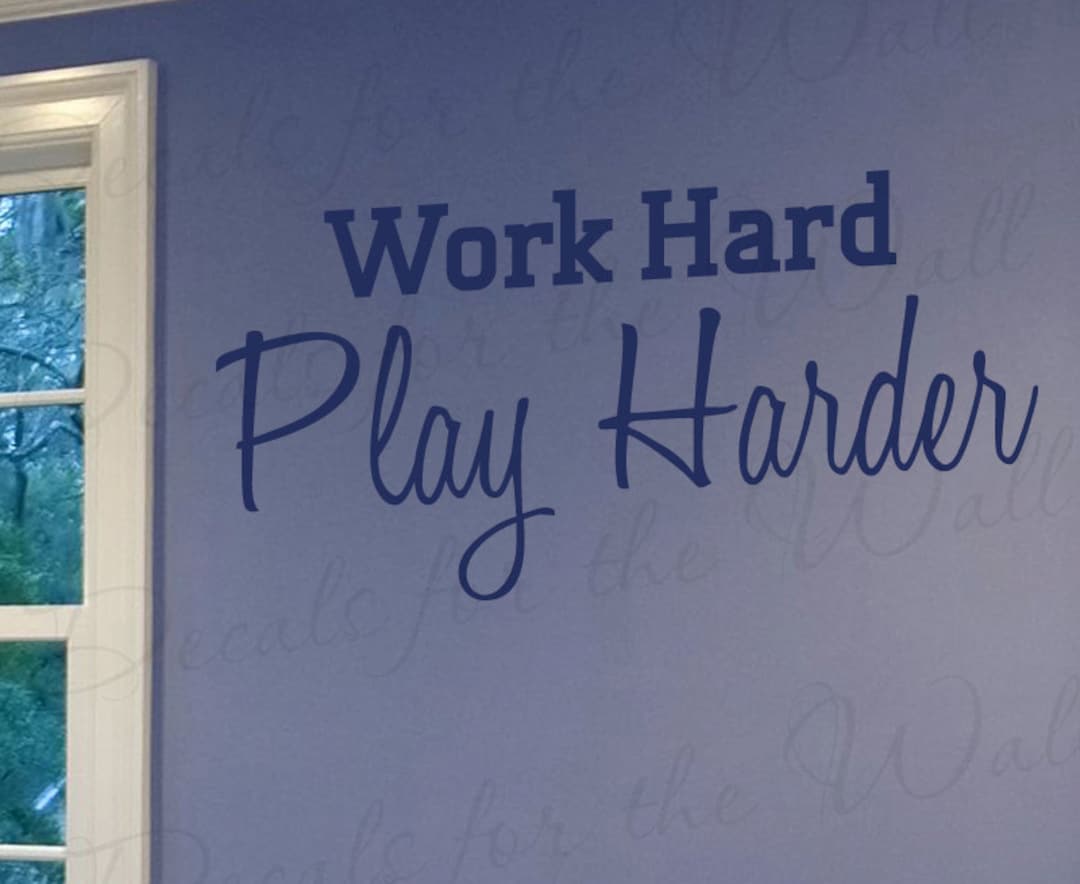 Work Hard Play Harder Inspirational Motivational Kid Sports Vinyl ...
