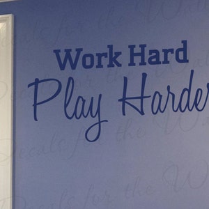Work Hard Play Harder Inspirational Motivational Kid Sports Vinyl ...