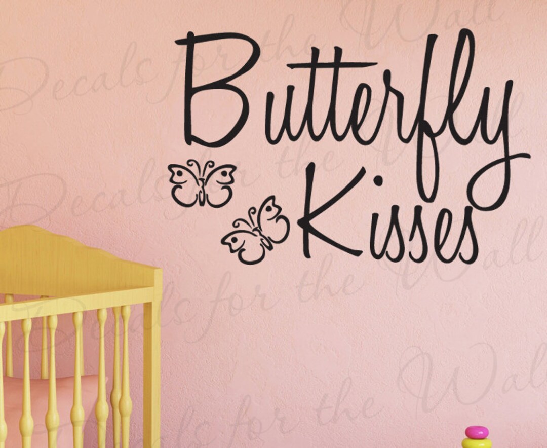 Butterfly Kisses Boy and Girl Room Kid Baby Nursery Large Wall Decal ...