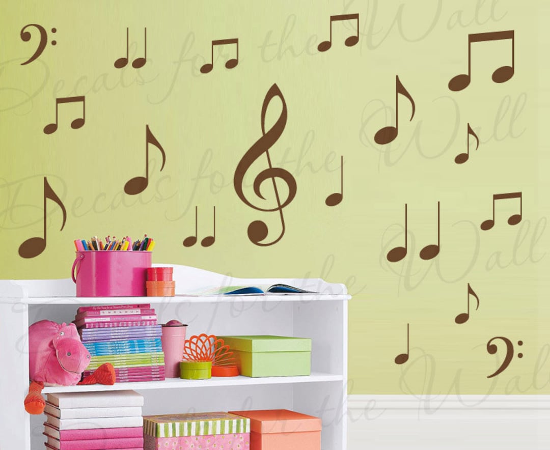Music Notes Wall Mural Decals Vinyl Graphic Band Piano Kids Nursery ...