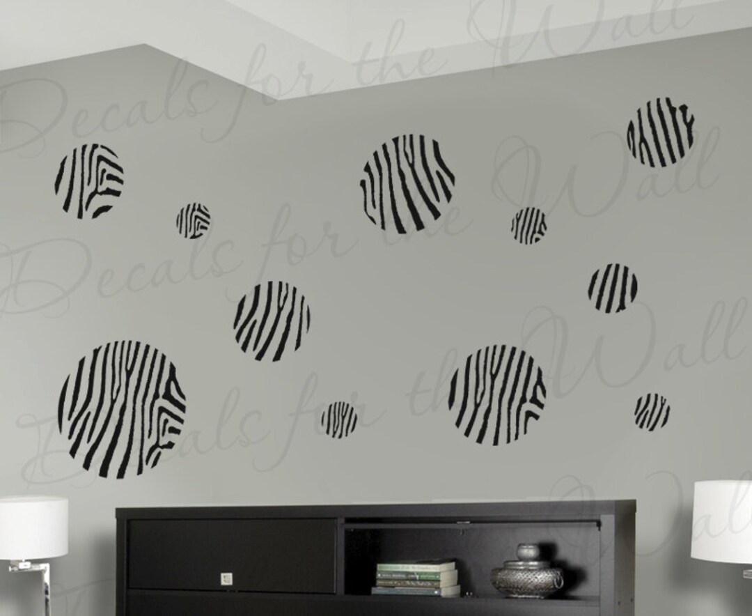 Zebra Pattern Circles Wall Decals Vinyl Graphic African Zebra Animal ...