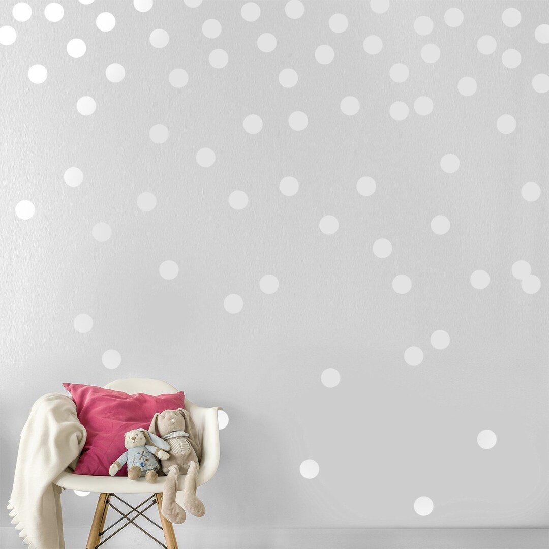 White Wall Decal Dots (200 Decals) - 2'' Inch Vinyl Graphic Shapes Kids ...