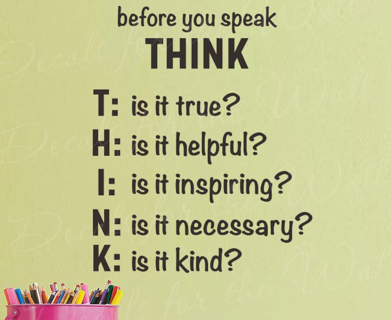 Think Before You Speak Inspirational Wall Decal Vinyl Art - Etsy