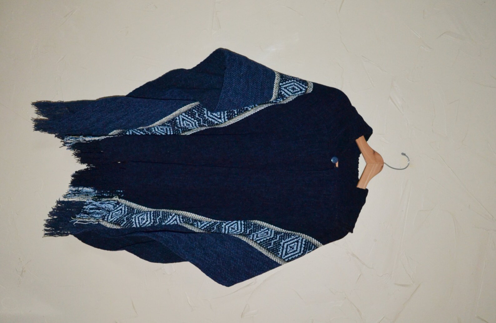 Vintage Blue Shawl Southwestern Aztec Sweater Shawl Blanket Coat ...