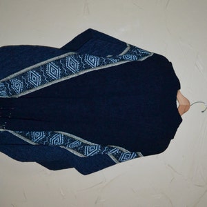 Vintage Blue Shawl Southwestern Aztec Sweater Shawl Blanket Coat ...