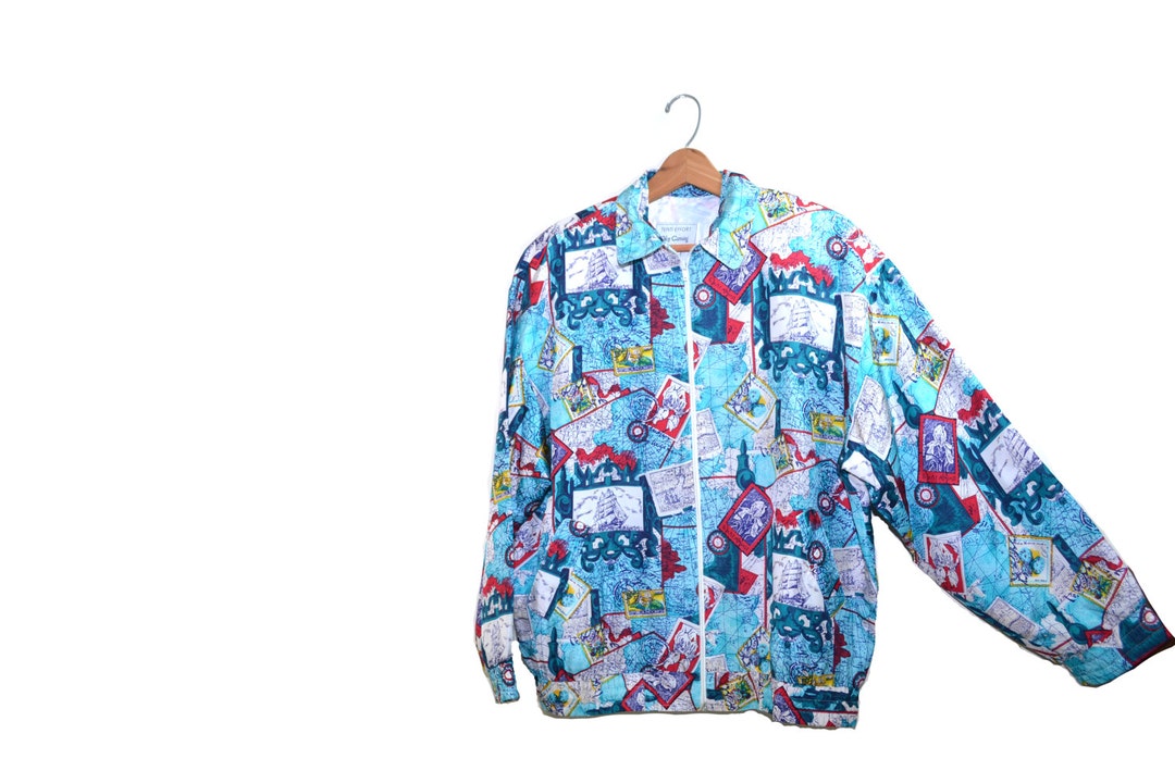 Vintage Bomber Jacket Atlas Globe Bomber Jacket World Traveler Bomber ...