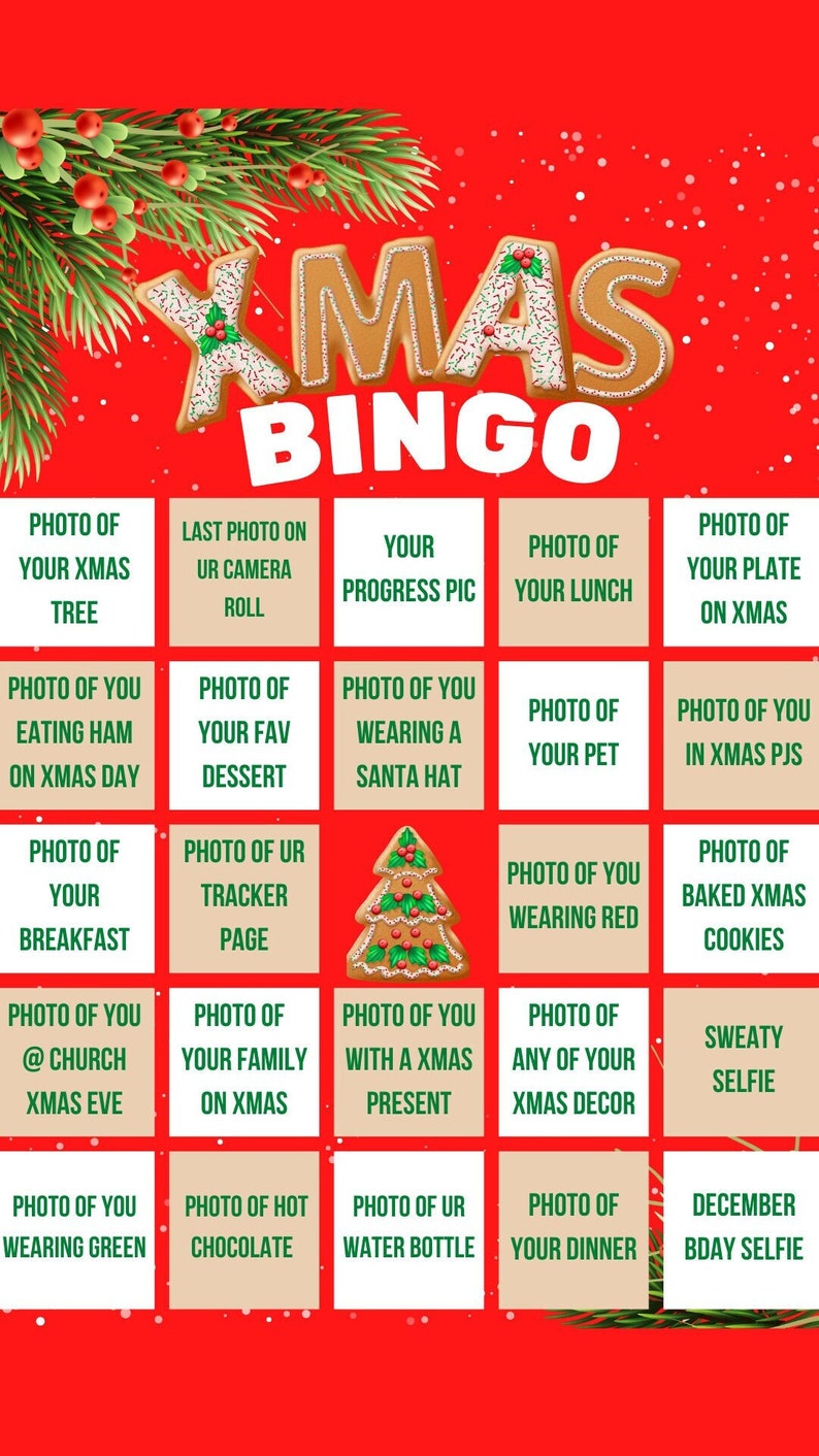 Christmas Fitness Bingo Card - Etsy
