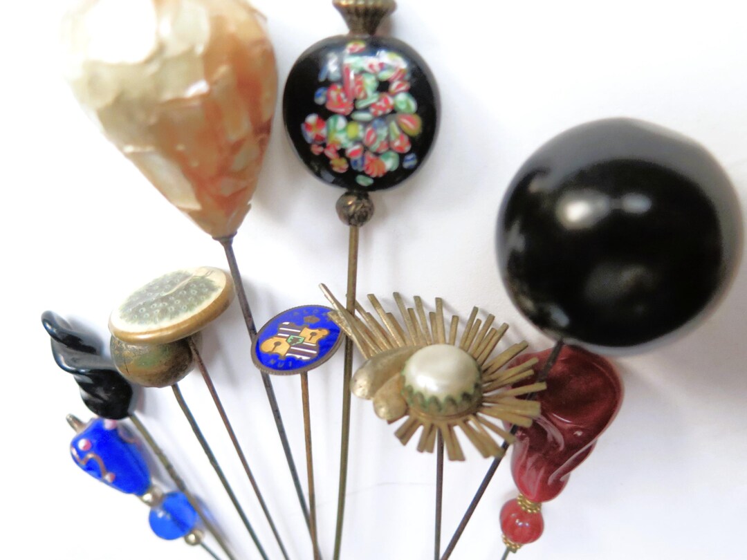 11 Antique Hat Pins~ Art Deco Pins, Hat Pin Lot - Etsy