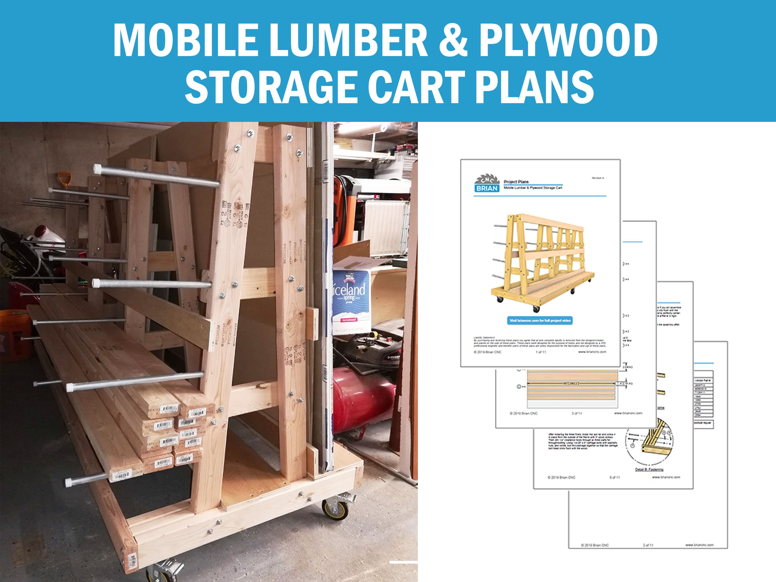 Mobile Lumber and Plywood Material Storage Cart Plans Download (PDF) - Etsy