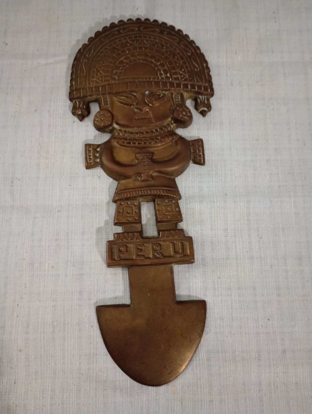 Vintage Solid Brass Peru Inca Ceremonial Tumi Dagger 11 Tall Wall ...
