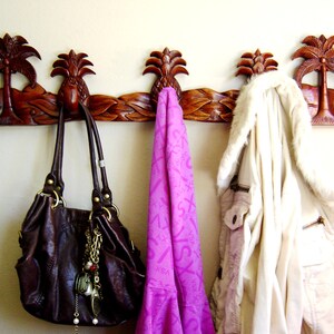 Entry Way, Coat / Purse Rack Hand Carved Palm Tree and Pineapples - Etsy