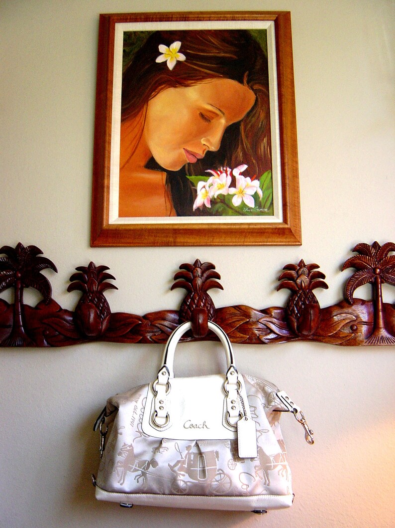 Entry Way, Coat / Purse Rack Hand Carved Palm Tree and Pineapples - Etsy