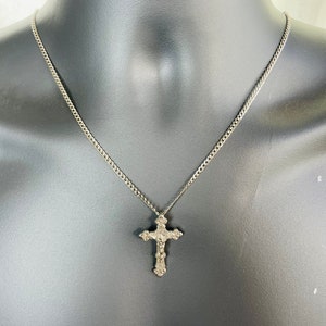 Large 925 Sterling Silver Crucifix Cross Pendant Necklace for Men Curb ...
