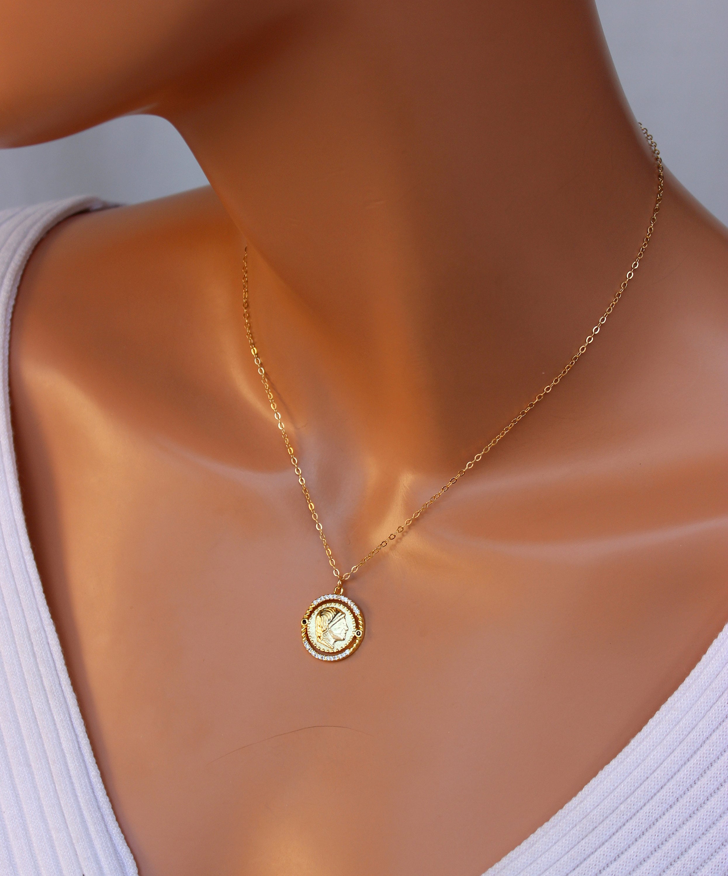 BEST SELLER Gold Coin Necklace Ancient Roman Coin Pendant | Etsy