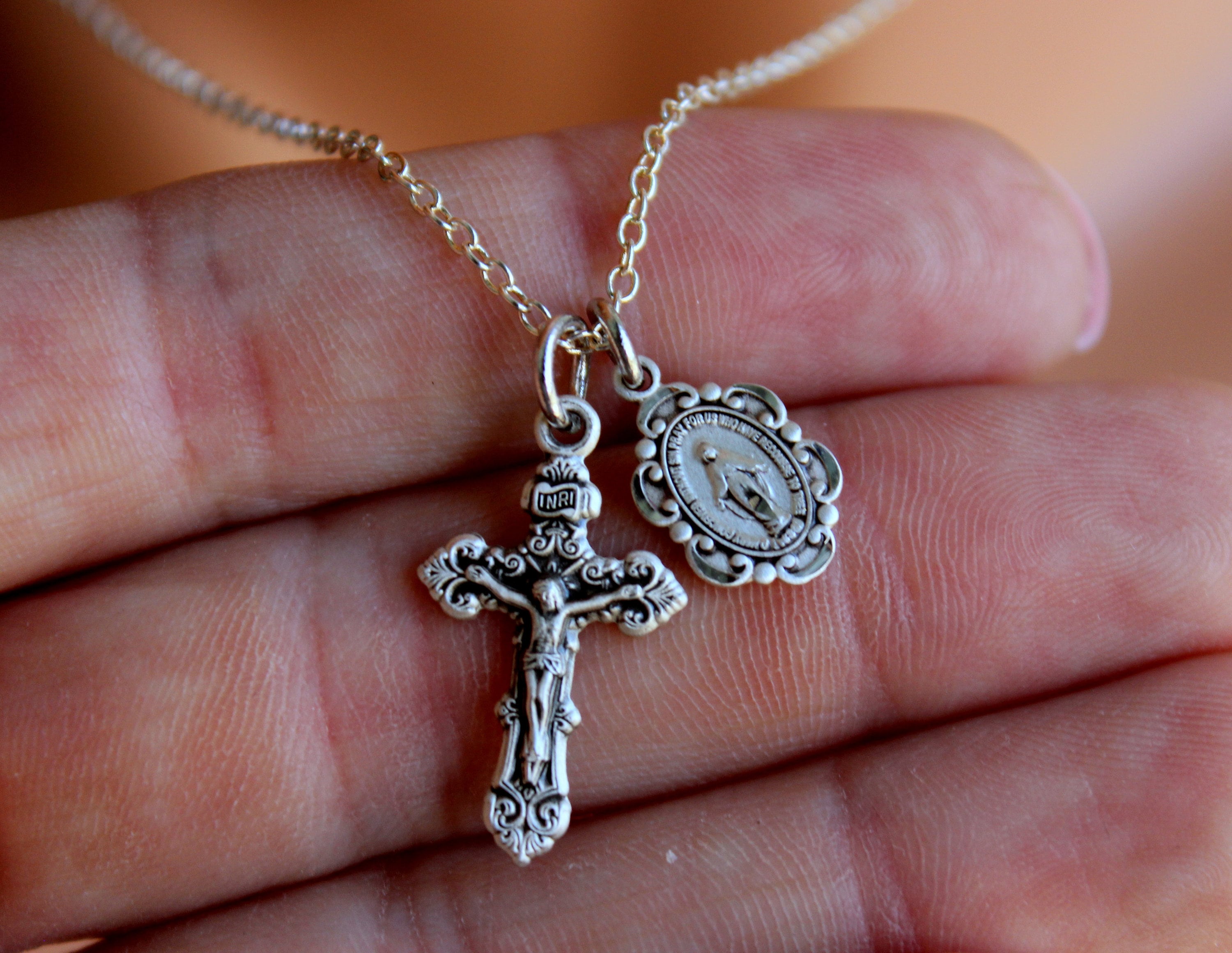 BEST SELLER Crucifix Necklace Women Sterling Silver Gold | Etsy