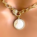 Gold Miraculous Pendant Choker Virgin Mary Mother of Pearl Charm ...