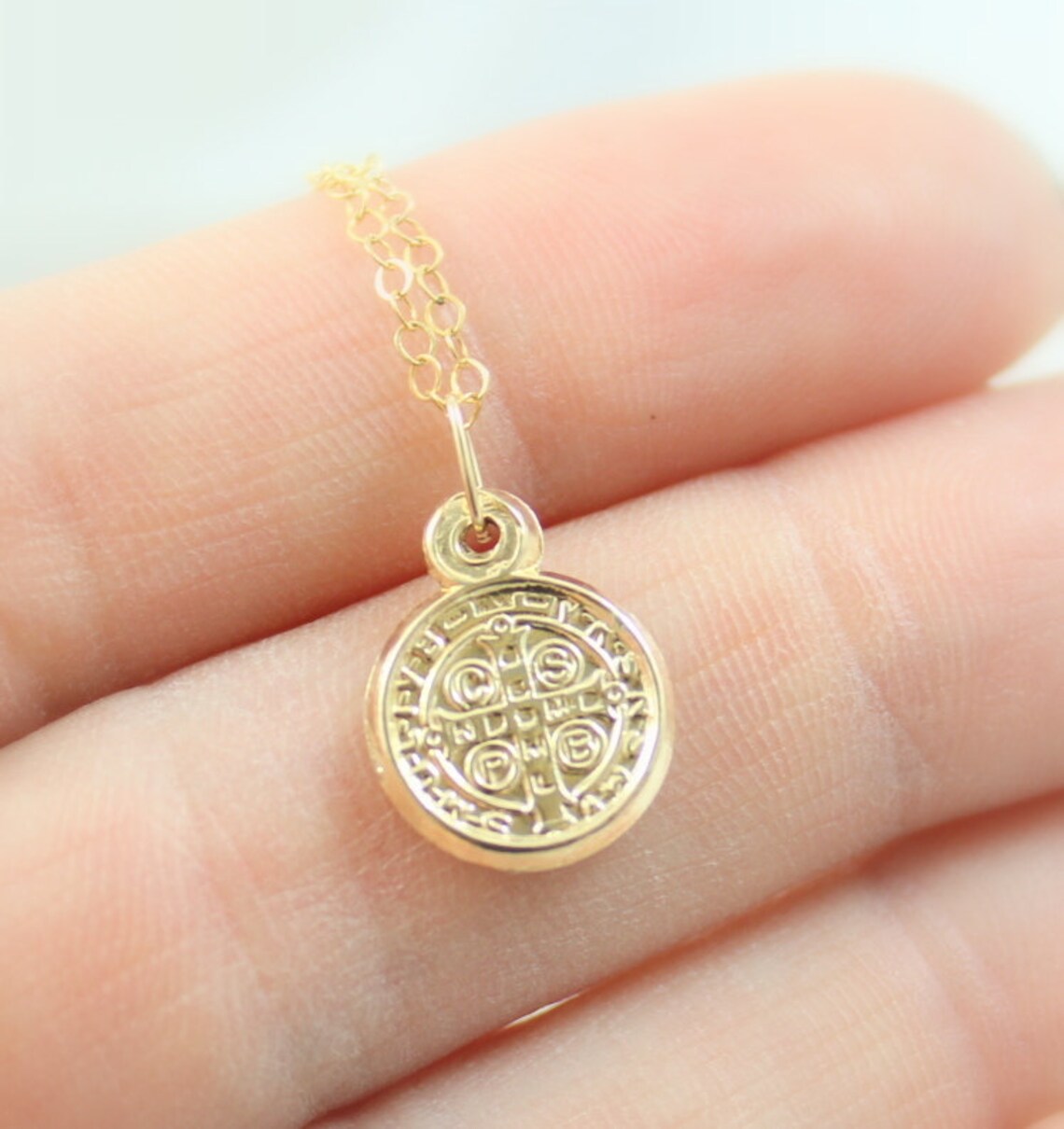 St. Benedict Pendant Necklace Gold Filled or Sterling Silver Necklaces ...