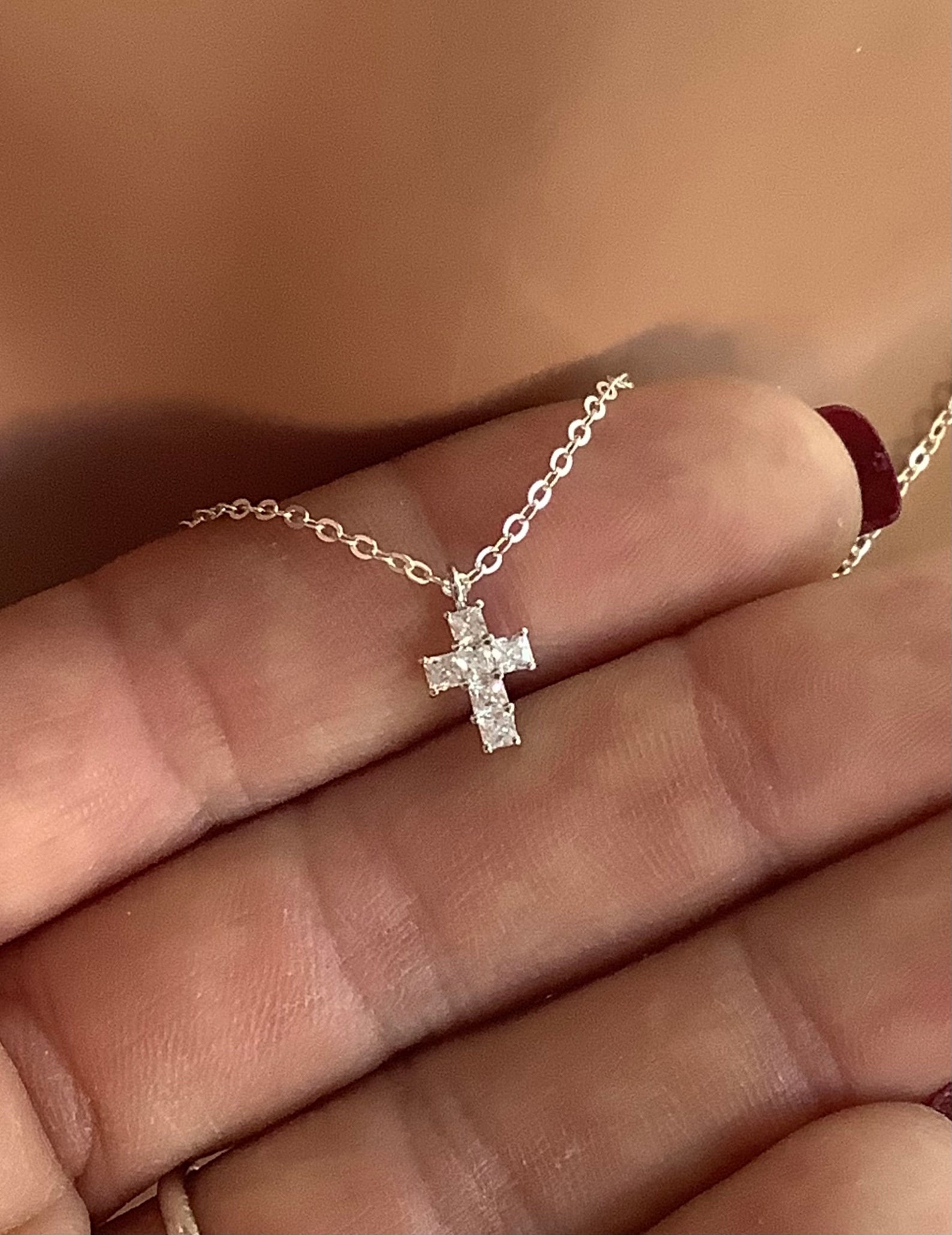 Small Gold Cross Necklace Tiny Little Dainty Charm Women - Etsy