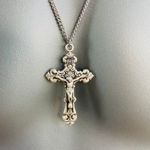 Very Large 925 Sterling Silver Crucifix Cross Pendant Necklace for Men ...