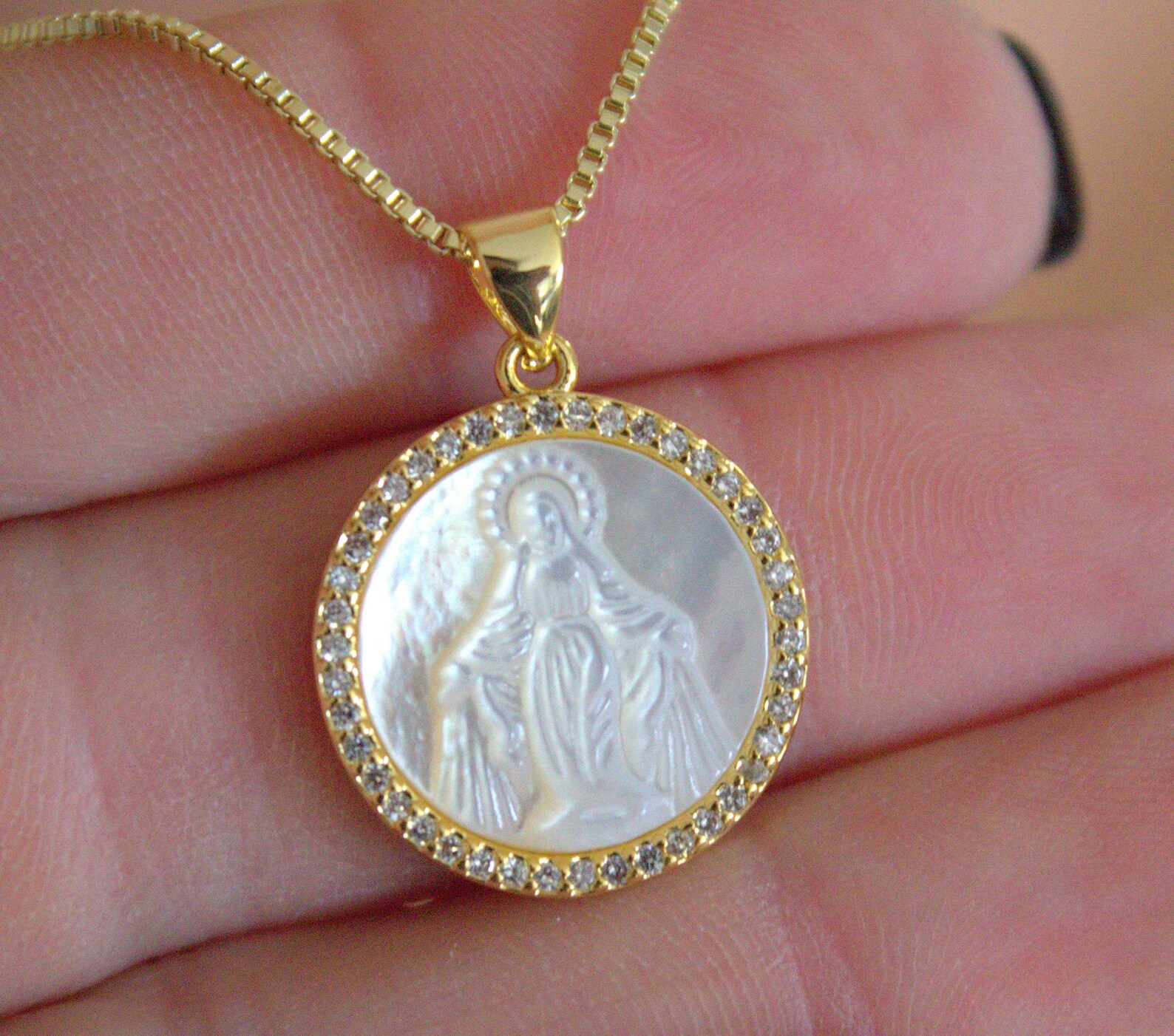 BEST SELLER Gold Mary Pendant Necklace Women Miracilous Charm - Etsy