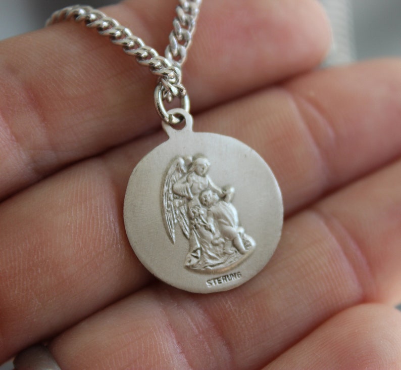 Sterling Silver Saint Michael Pendant Necklace Round Michael | Etsy