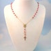BEST SELLER Gold Rosary Necklace Ruby Catholic Cross Miraculous Custom ...