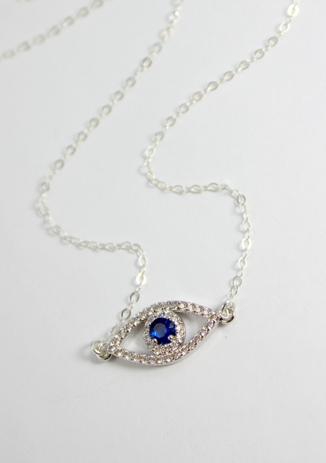 Evil Eye Necklace Women Girls Sterling Silver Rose Gold Filled Hamsa ...