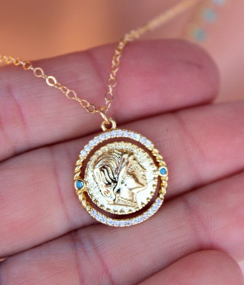 BEST SELLER Gold Coin Necklace Ancient Roman Coin Pendant | Etsy