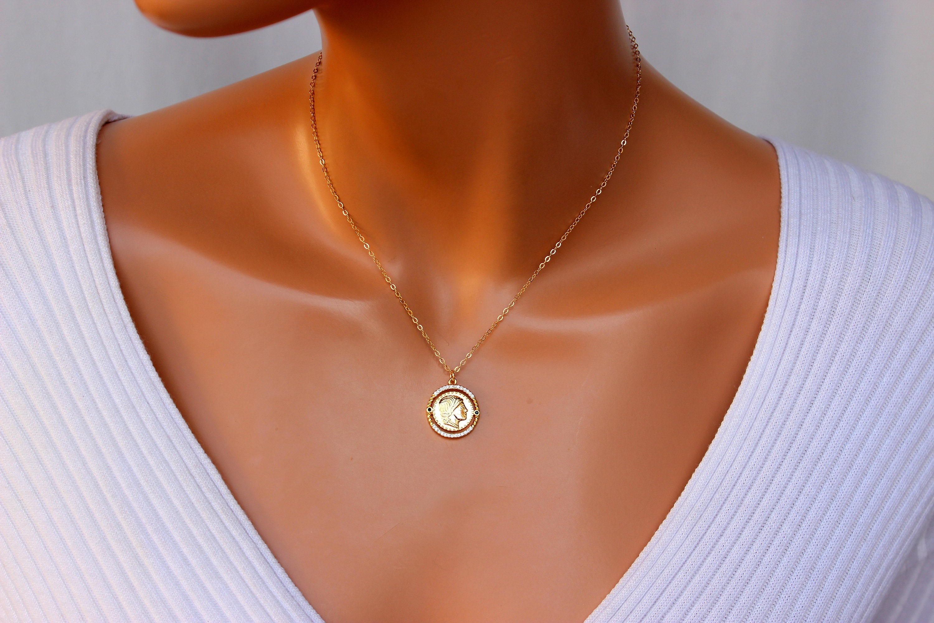 BEST SELLER Gold Coin Necklace Ancient Roman Coin Pendant | Etsy