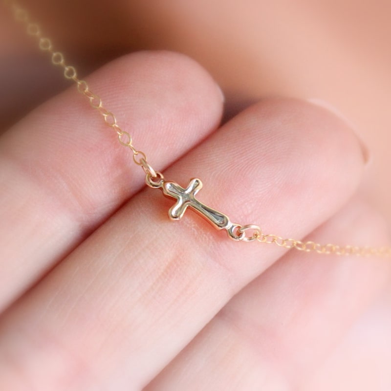 Small Gold Cross Necklace - Etsy
