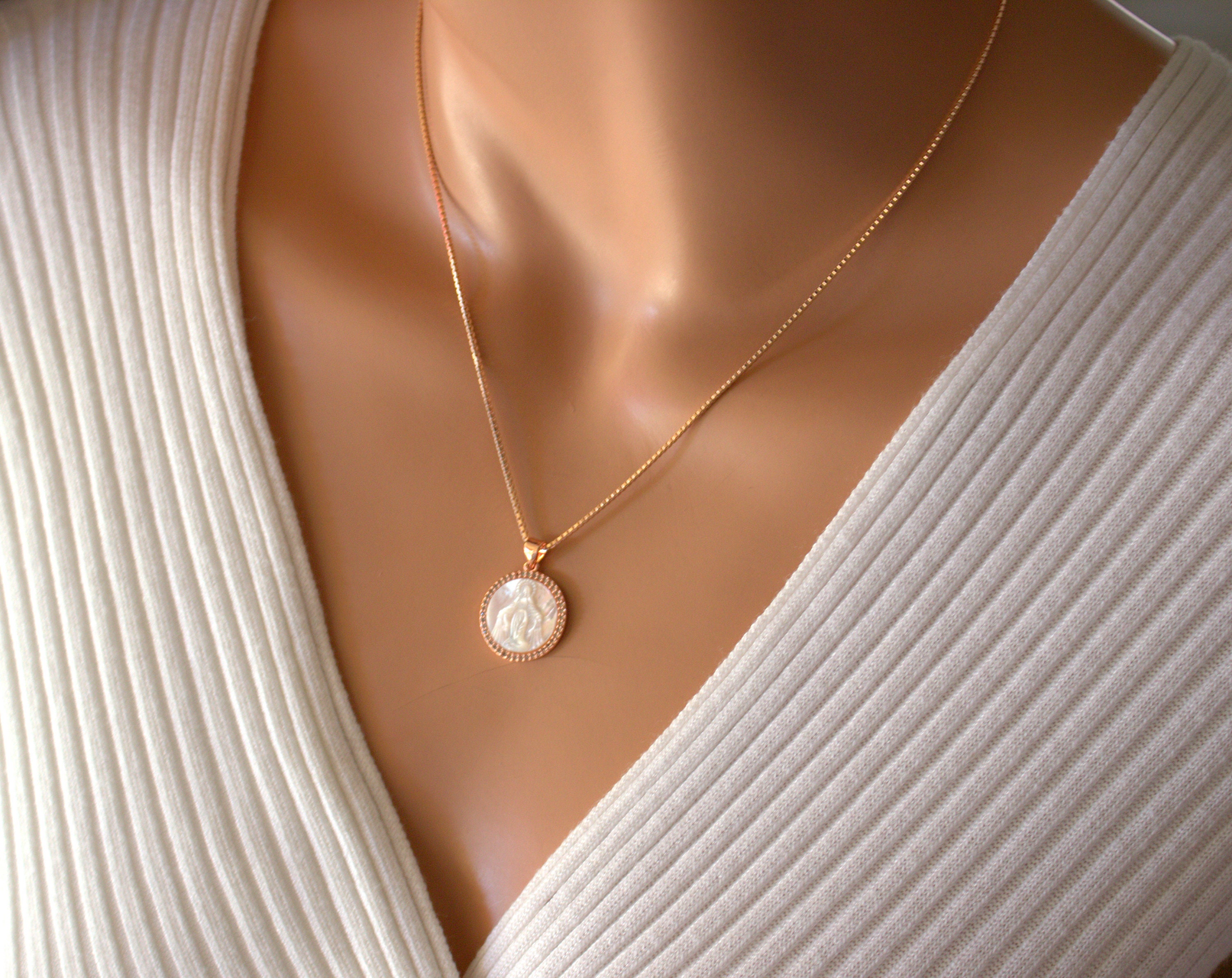 BEST SELLER Gold Mother Mary Pendant Necklace Silver Rose Gold Mother ...