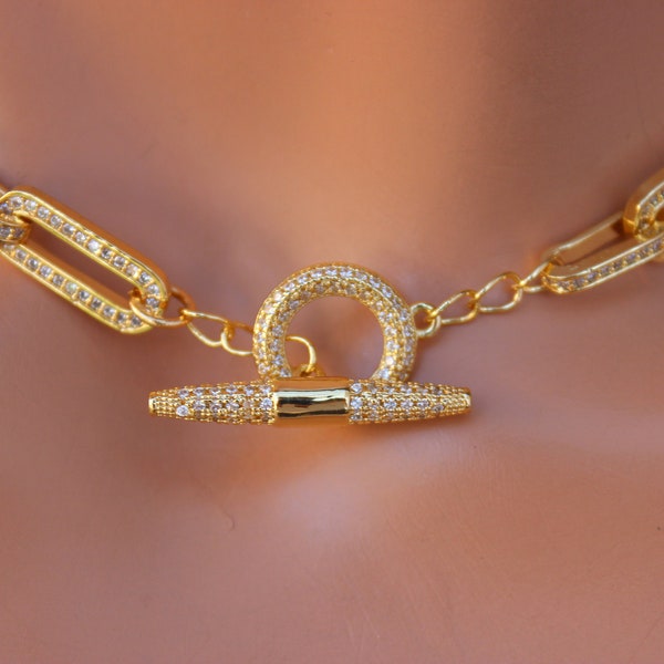 Pave Link Necklace - Etsy