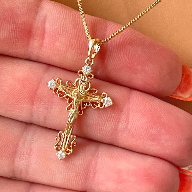 Two Tone Cross 18k Gold - Etsy UK
