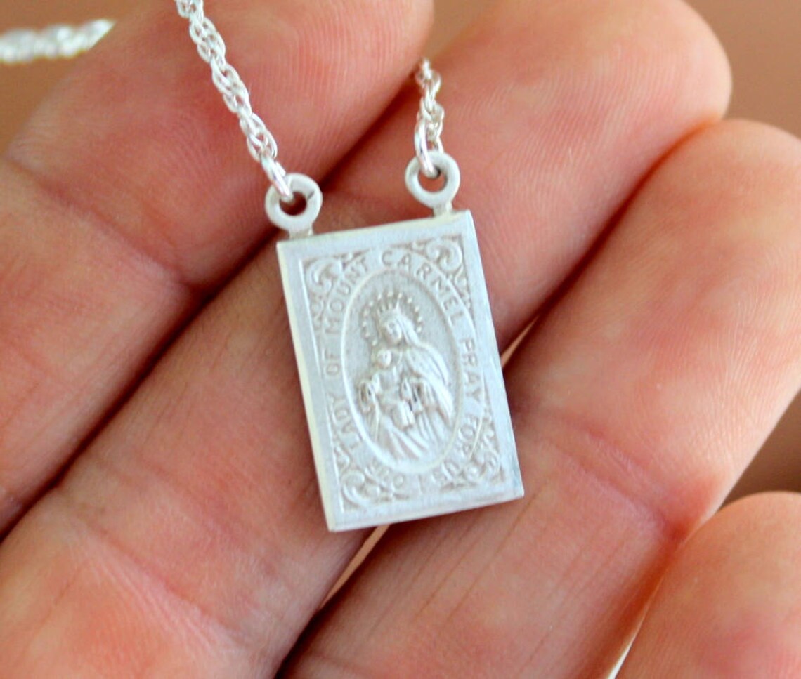 Scapular Necklace Sterling Silver Jewelry Women Men Pendant | Etsy