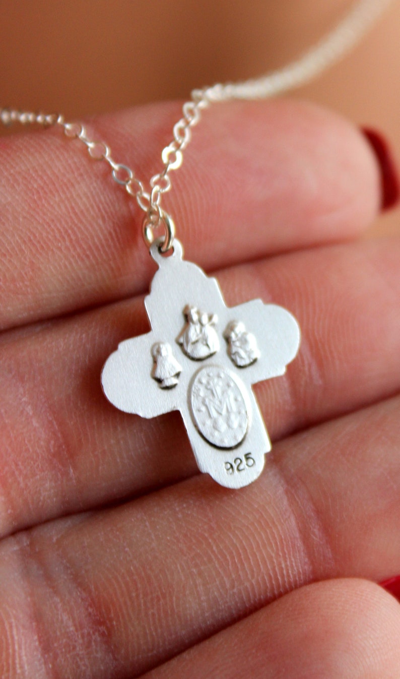 Gold Four Way Cross Necklace Women Sterling Silver Fourway - Etsy