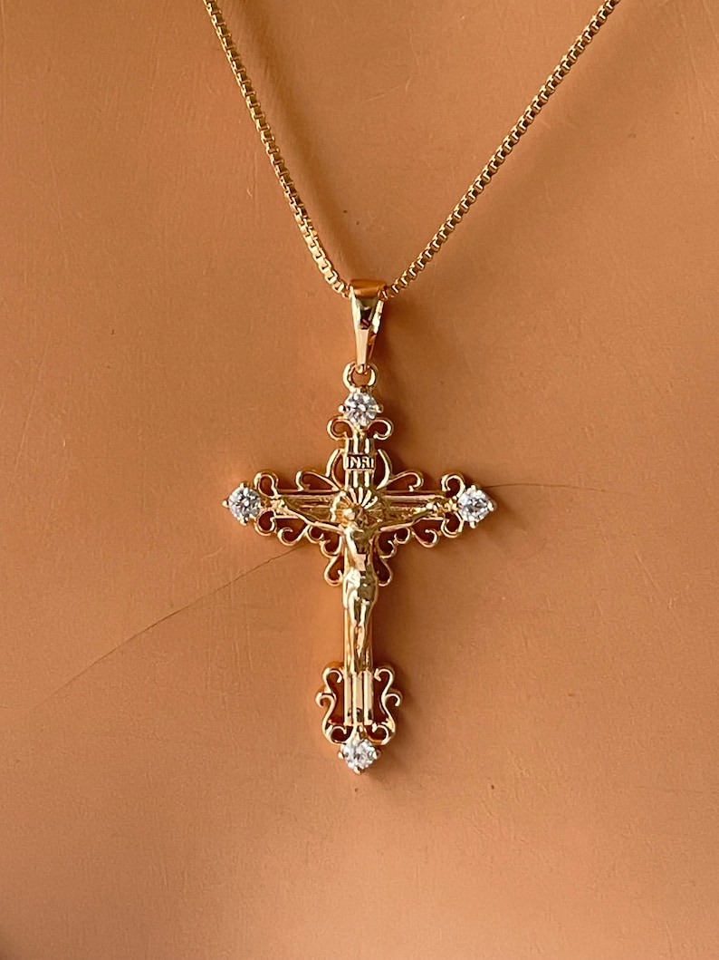 18K Gold Filled Crucifix Cross Necklace: Catholic Religious Jewelry ...