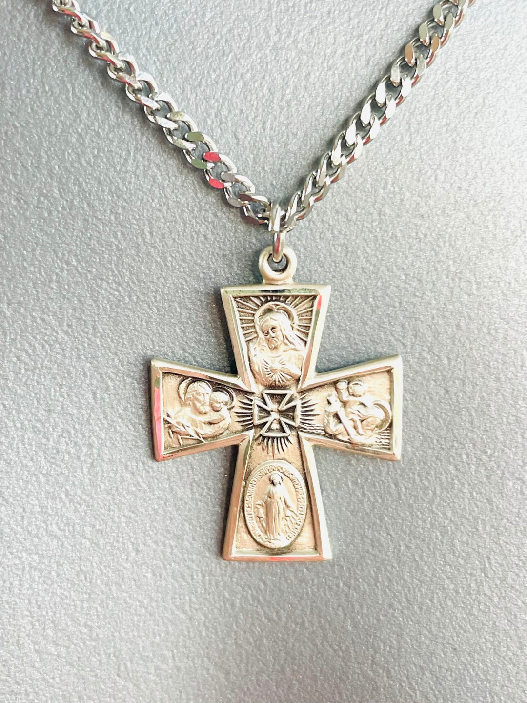 Gold Maltese Cross Necklace Men Fourway Cross Sterling Silver Pendant ...