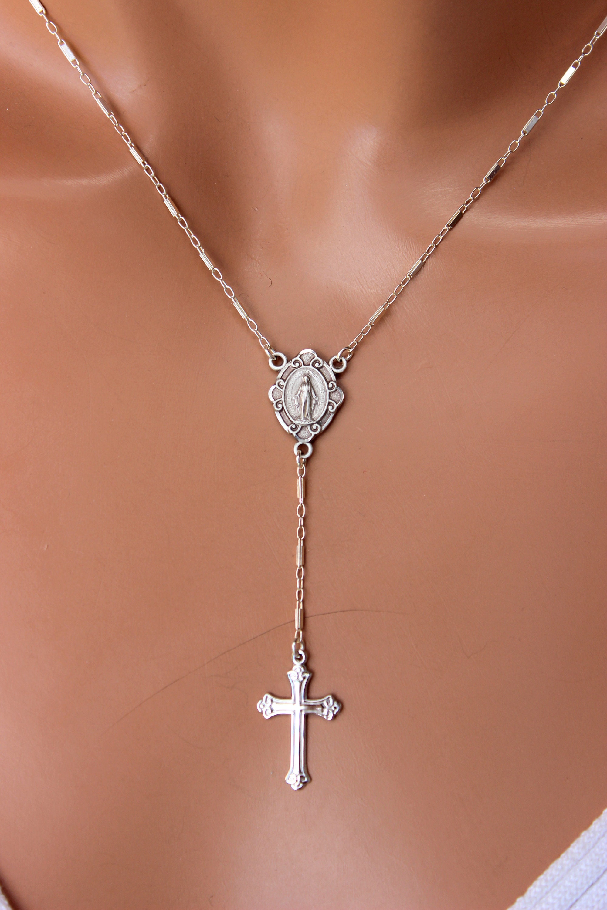 Best Seller Gold Rosary Necklace Women Sterling Silver Rosary Etsy