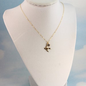 Bird Necklace Gold Filled Crystal Drop Sparrow Pendant Minimalist ...
